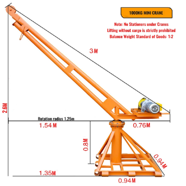 Buy Mini Lifting Monkey Crane Rotatable with Electric Winch 1500Kg ...
