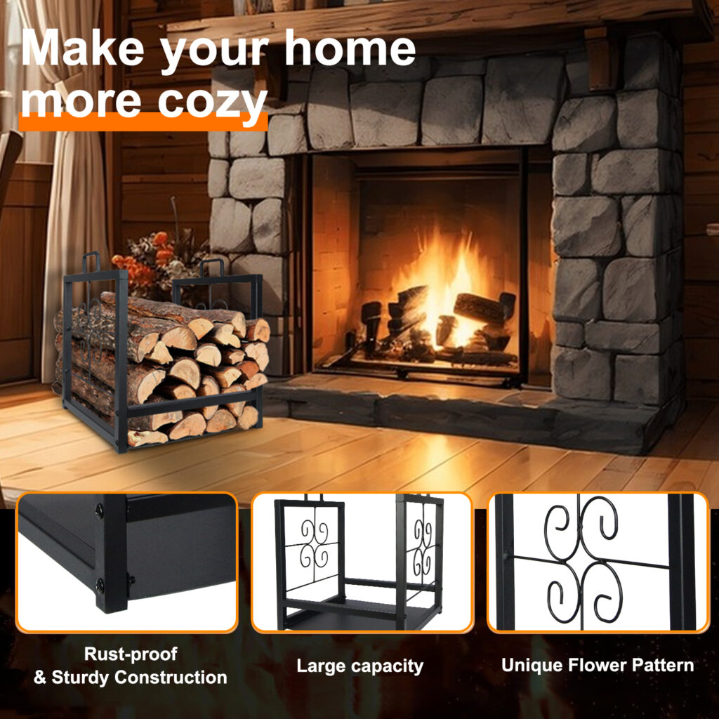 Buy Small Size Metal Fireplace Wood Log Storage Online - Solwet