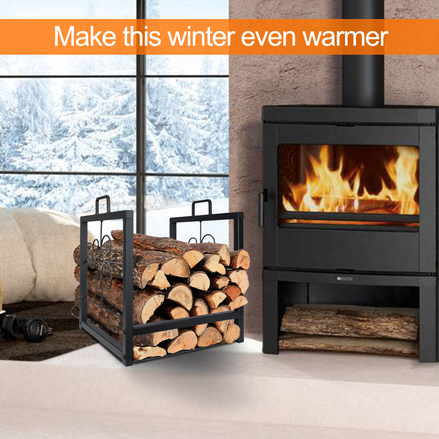 Buy Small Size Metal Fireplace Wood Log Storage Online - Solwet