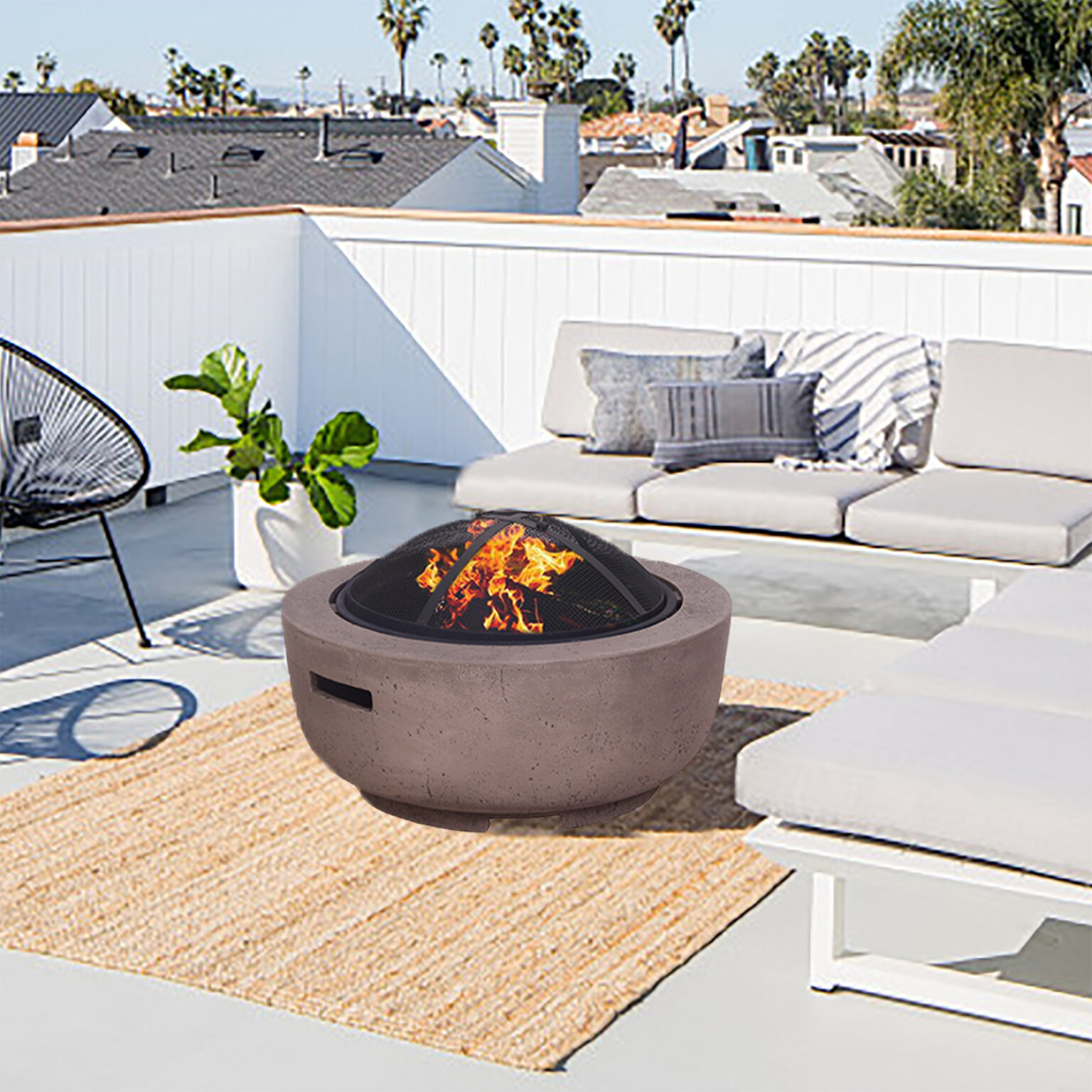 Buy Outdoor Wood Burning Fire Pit (Ash Brown) Online - Solwet