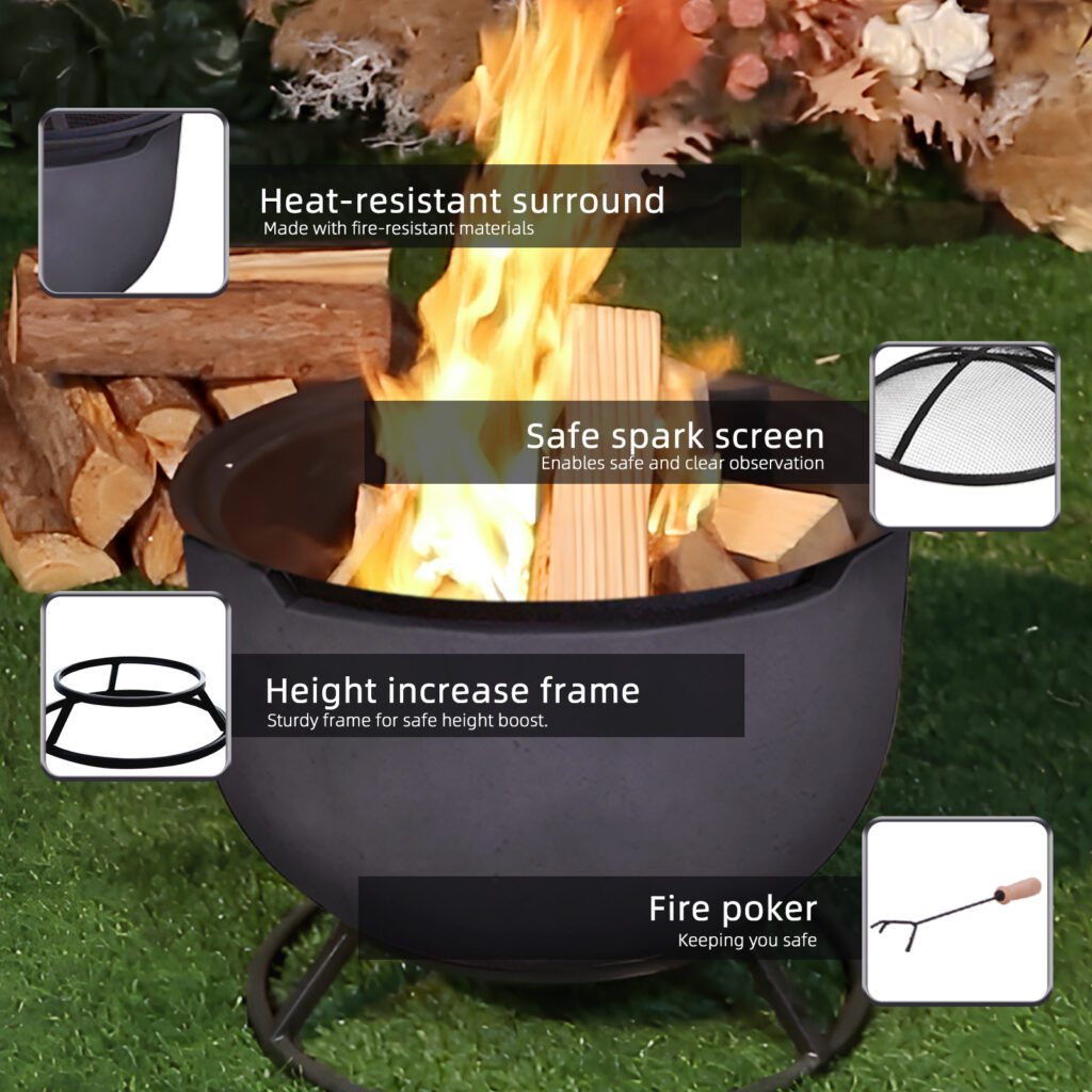Buy Outdoor Wood Burning Fire Pit Steel Base (Dark Grey) Online - Solwet