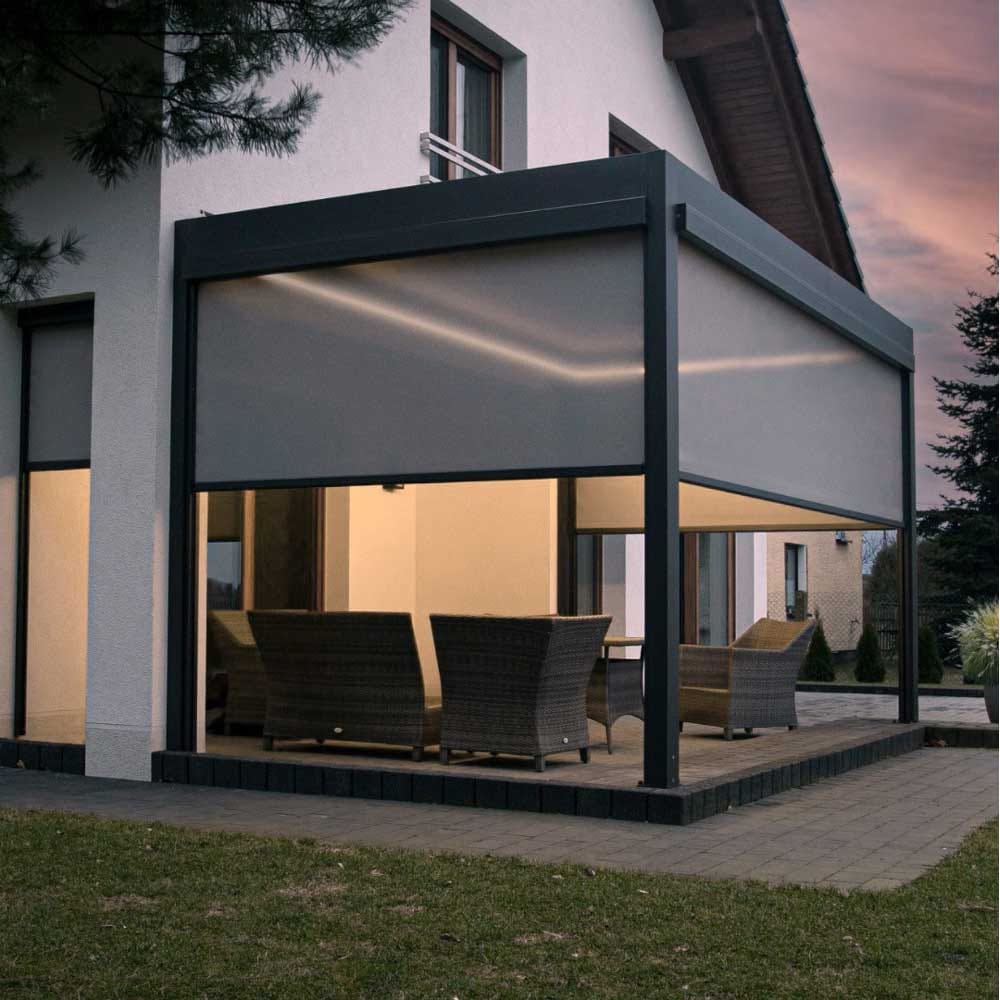Buy Retractable Motorized Pergola(10 x 13 x 9 feet) with Zip Screen All ...
